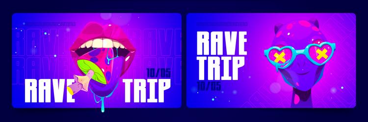 Psychedelic rave banner Royalty Free Vector Image