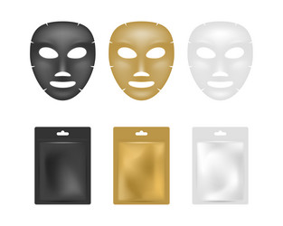 Facial sheet mask sachet package mockup set Vector Image
