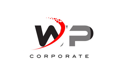 Creative blue letters wp w p logo with leading Vector Image