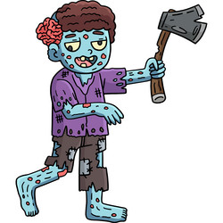 Zombie holding an ax cartoon colored clipart Vector Image