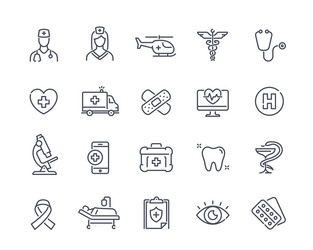 Healthcare line icons set simple symbols related Vector Image