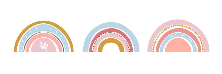 Three rainbows for baby girl nursery clipart Vector Image