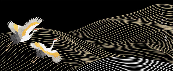 Crane bird decoration japanese background Vector Image