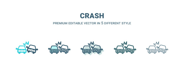 Parking crash icon in 5 different style outline Vector Image
