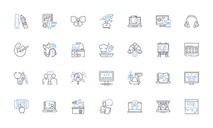 Independent contractor line icons collection Vector Image