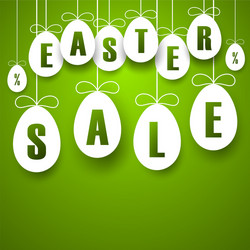 Easter sale background with cartoon smiling eggs Vector Image