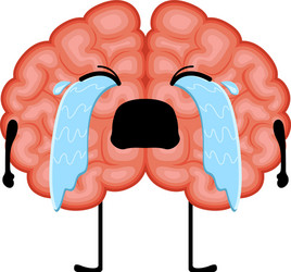 Isolated crying brain cartoon Royalty Free Vector Image