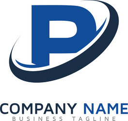 Curved creative letter p logo design with swoosh Vector Image