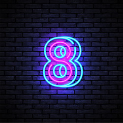 Number Eight Symbol Neon Sign Vector Images (over 190)