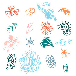 Colorful hand drawn fantasy elements set Vector Image