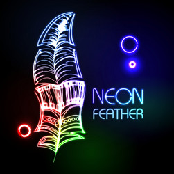 Pen feather neon sign Royalty Free Vector Image