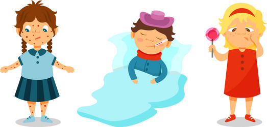 Sick children feeling sad and unwell suffer from Vector Image