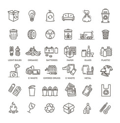 Garbage line icons set icons set Royalty Free Vector Image