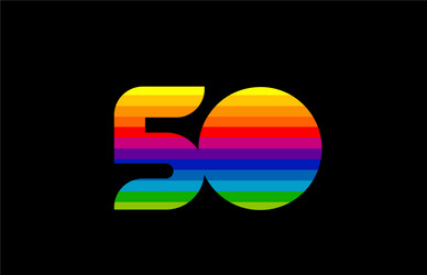 Rainbow colored number 50 logo company icon design