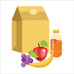 School lunchtime poster schoolbag lunchbox banana Vector Image