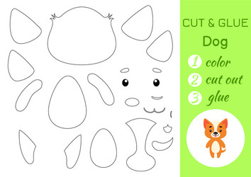 Cut and glue paper little dog kids crafts Vector Image