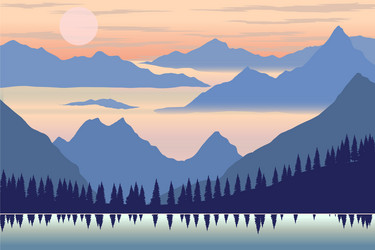 Mountain landscape in flat style design element Vector Image
