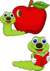 Apple and worm Royalty Free Vector Image - VectorStock