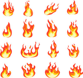 Isolated flat fire flame heat fires hot cartoon Vector Image