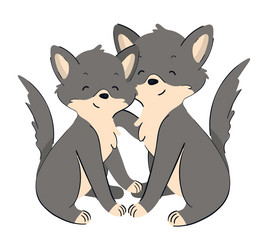 Cartoon Wolves In Love