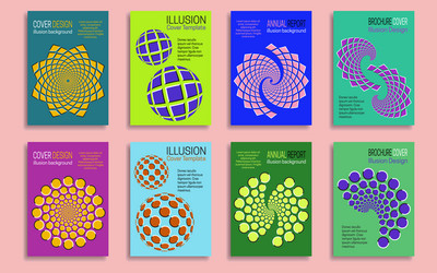 Covers templates with optical design elements Vector Image