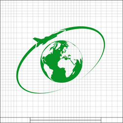 Airplane fly around the planet earth logo Vector Image
