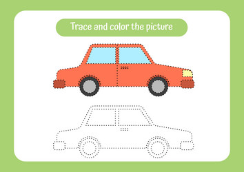 Car trace and color picture educational game Vector Image