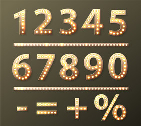 Numbers with bulb lamps gold light Royalty Free Vector Image