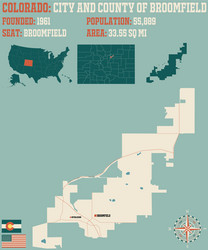 Detailed infographic and map of broomfield county Vector Image