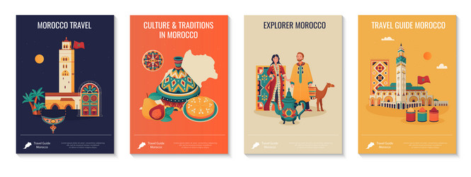 Morocco travel posters set Royalty Free Vector Image