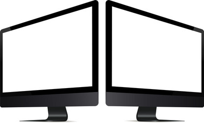 Two desktop monitors with dual monitor stand full Vector Image