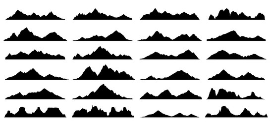 Black rock hill mountain silhouettes landscape Vector Image