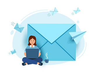 Concept an email girl writes paper Royalty Free Vector Image