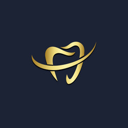 Dental tooth abstract gold logo Royalty Free Vector Image