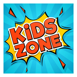 Kids zone logo children learning activity sign Vector Image