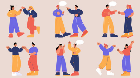 Couples conflict quarrel angry people swear Vector Image