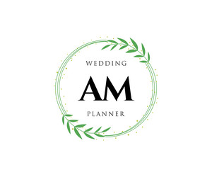 Am initials letter wedding monogram logos Vector Image