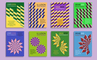 Covers templates with optical design elements Vector Image