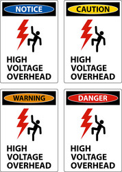 Notice high voltage overhead sign on white Vector Image