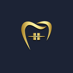 Dental tooth abstract gold logo Royalty Free Vector Image