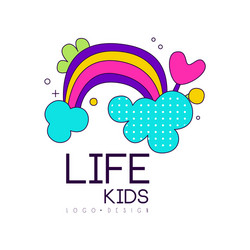 Kids life logo design bright label for club Vector Image