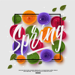Welcome spring lettering with flowers Royalty Free Vector