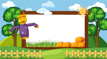 Border template with farm in background Royalty Free Vector