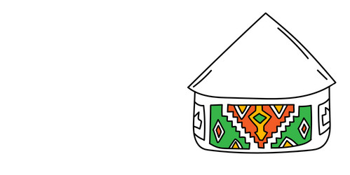 Hand drawn doodle african national hut ndebele Vector Image