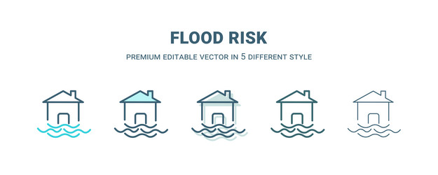 Flood risk icon outline and filled risk Royalty Free Vector