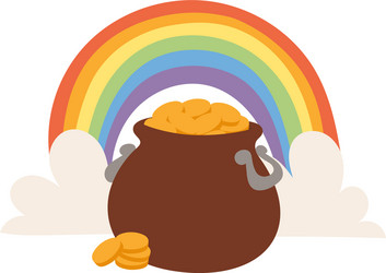 Saint patricks day pot of gold and rainbow Vector Image