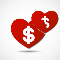 Love hearts with dollar sign inside Royalty Free Vector