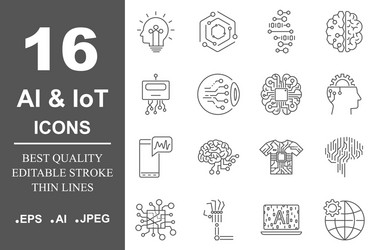 Artificial intelligence ai line icons robot Vector Image