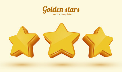 Three golden stars template for mobile game Vector Image