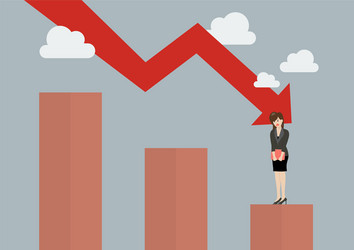 Businesswoman on falling down chart Royalty Free Vector